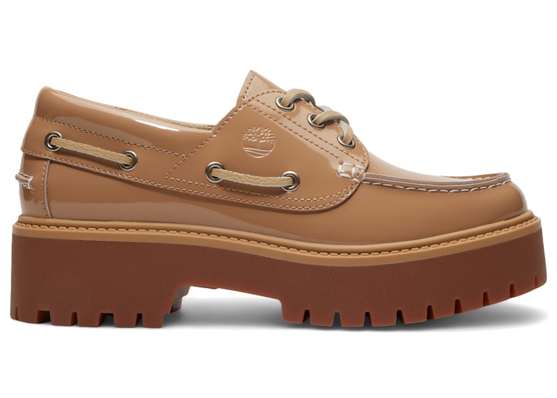 Timberland Stone Street Platform Boat Shoe Beige Patent Leather (Women ...