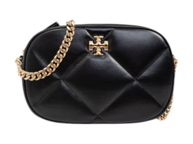 Tory Burch Kira Diamond Quilt Camera Bag Black in Leather - US