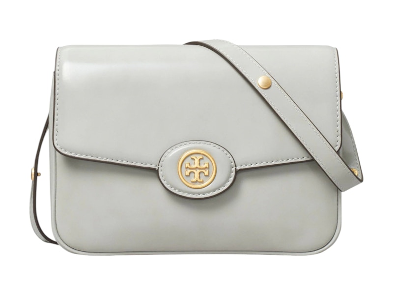 Tory Burch Robinson Spazzolato Shoulder Bag Light Granite in Leather - US