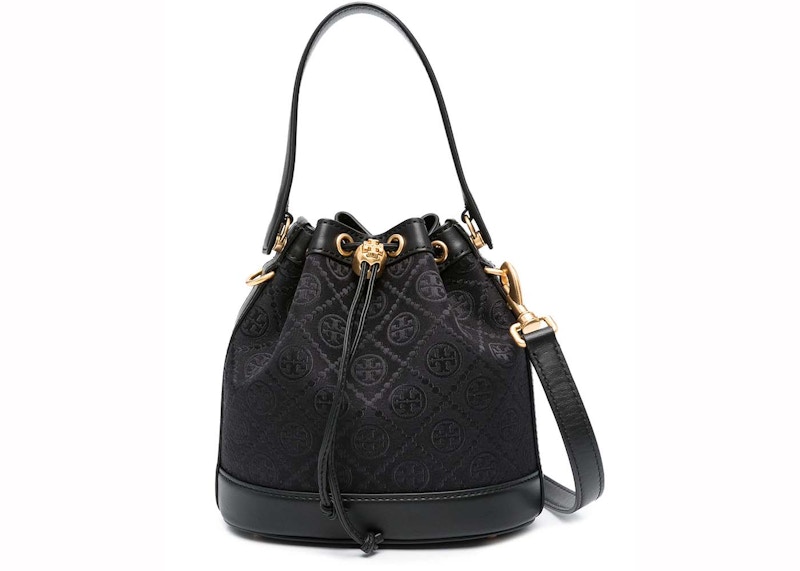 Tory Burch T Monogram Bucket Bag Black in Leather - US