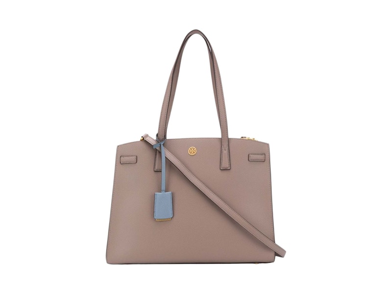 Tory Burch Walker Satchel Bag Gray Heron in Leather - US