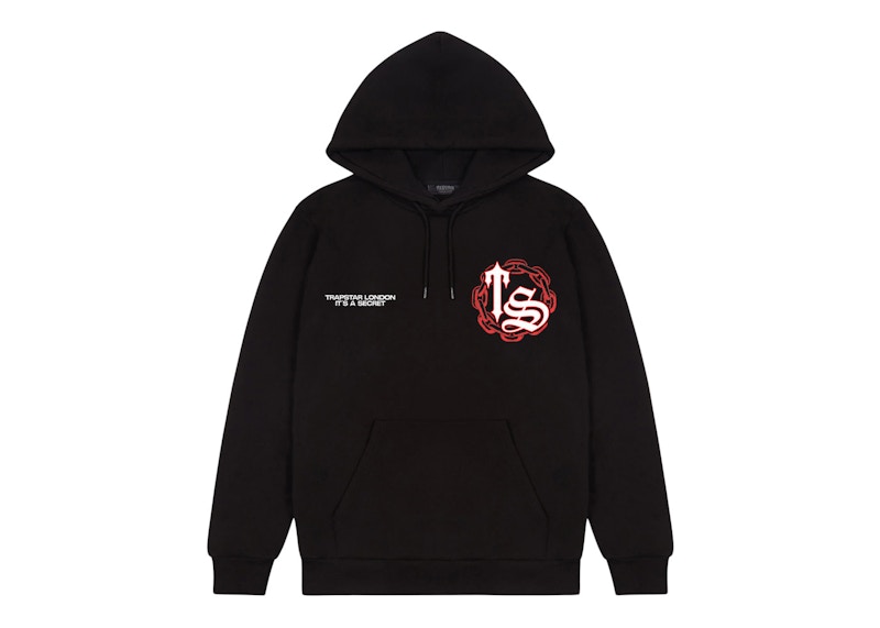 Trapstar Chain Script Hoodie Black/Red/White Men's - SS23 - US