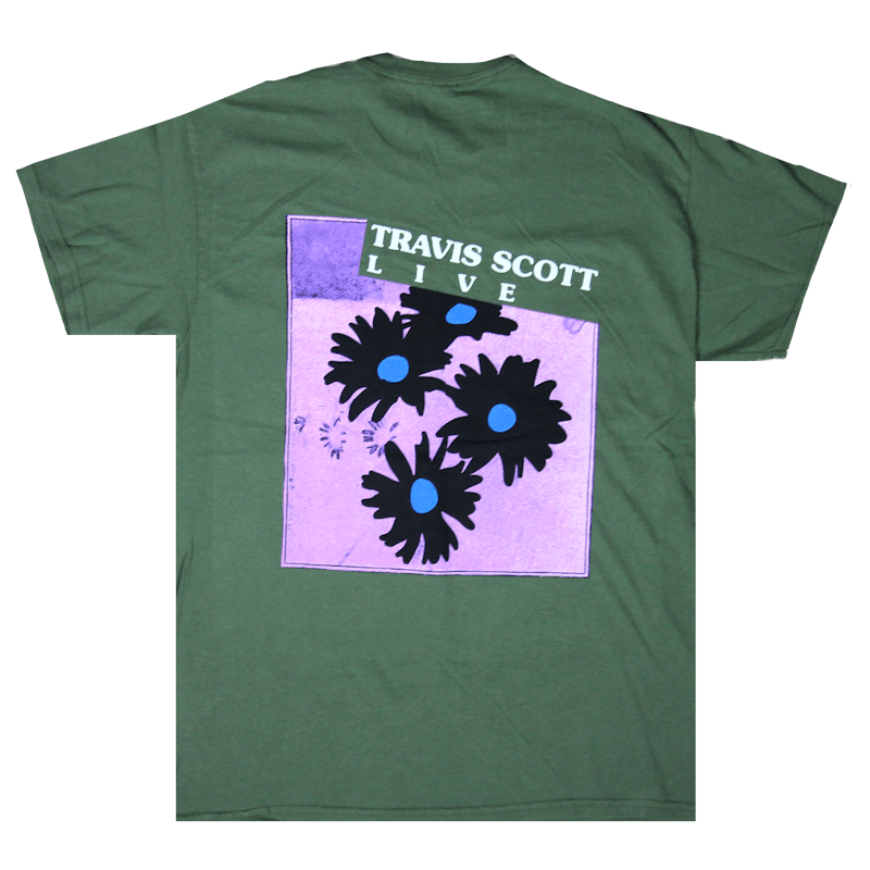Travis Scott Astroworld Festival Run Flower Tee Olive Men's - SS19 - US