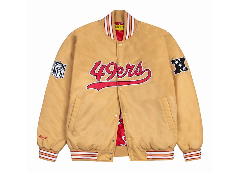 Tyler, The Creator Golf Wang x NFL 49Ers Satin Bomber Jacket Brown Men ...