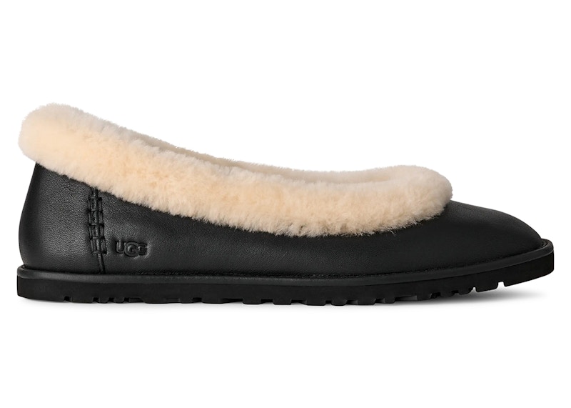 UGG Zora Leather Ballet Flat Black (Women's) - 1178450-BLK - US