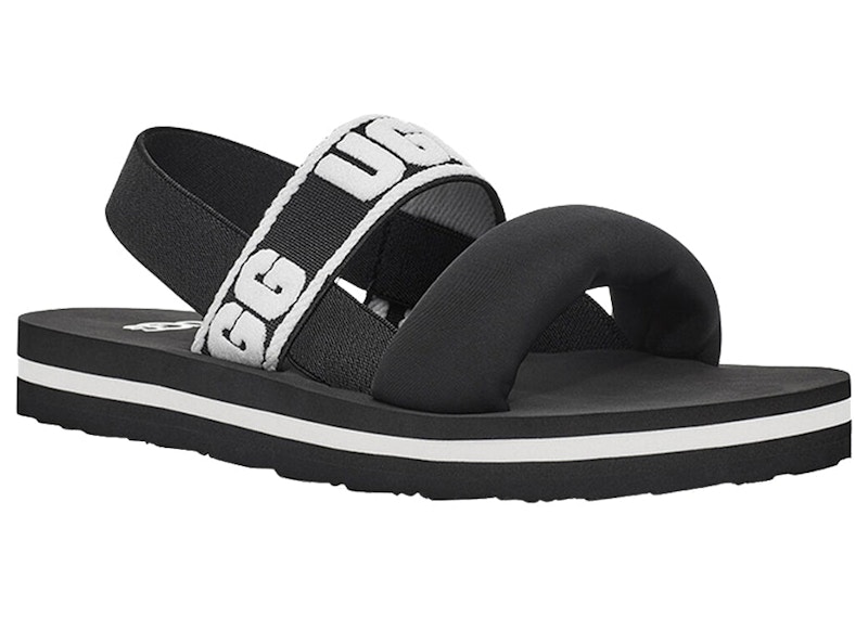 UGG Zuma Sling Slide Black White (Kids) Kids' - 1112973K-BLK - US