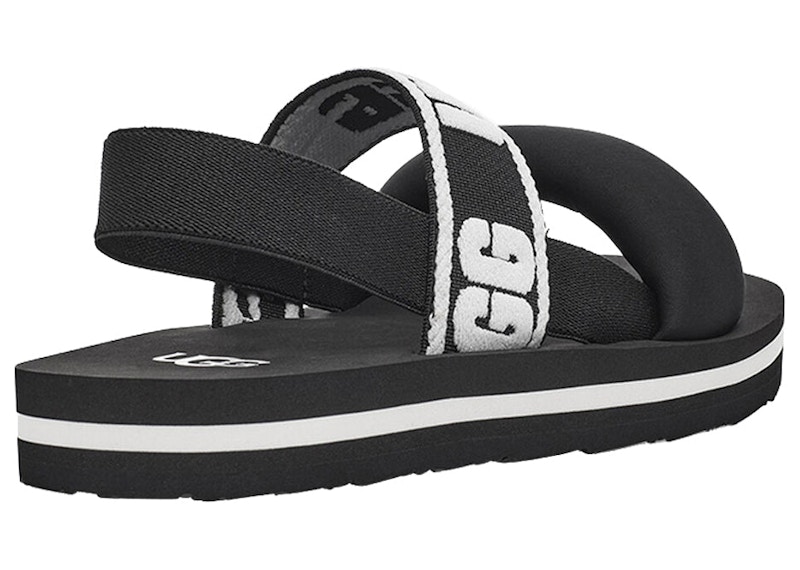 UGG Zuma Sling Slide Black White (Kids) Kids' - 1112973K-BLK - US