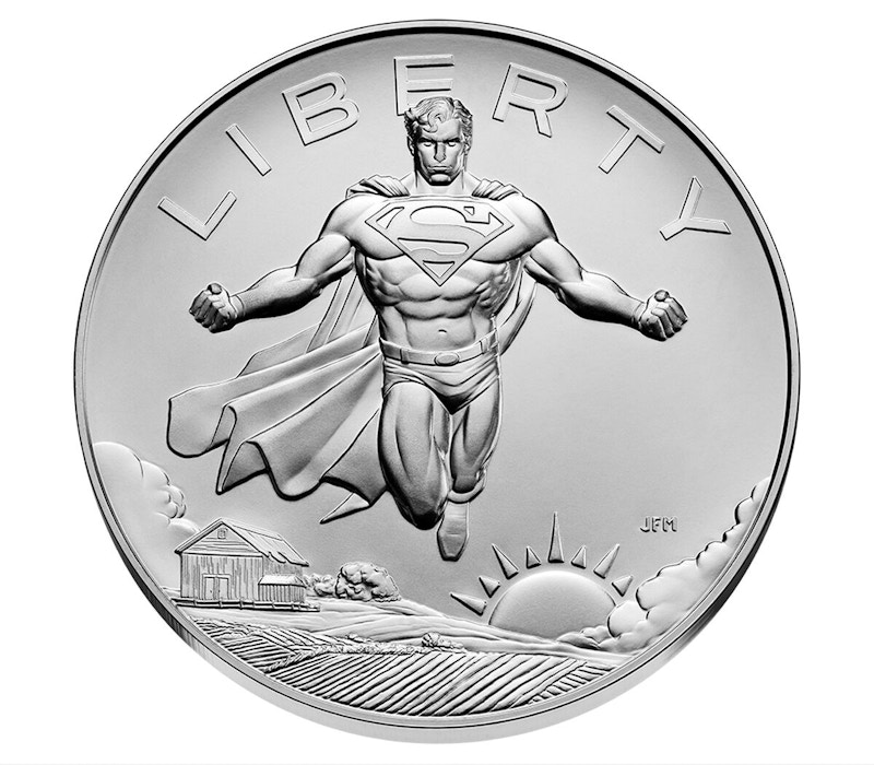 United States Mint Comic Art One Ounce Silver Medal - Superman Coin - KR
