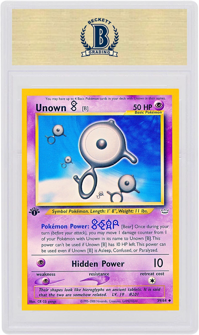 Unown B 2001 Pokemon TCG Neo Revelation 1st Edition #39/64 (PSA or BGS ...