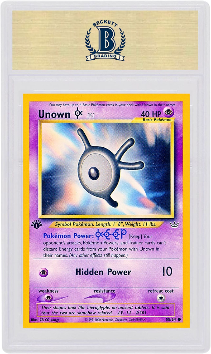Unown K 2001 Pokemon TCG Neo Revelation 1st Edition #58/64 (PSA or BGS ...