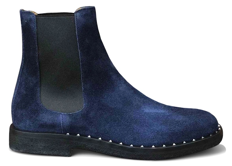 Valentino Garavani Suede Soul Rockstud Chelsea Boots Oceano Blue Men's ...