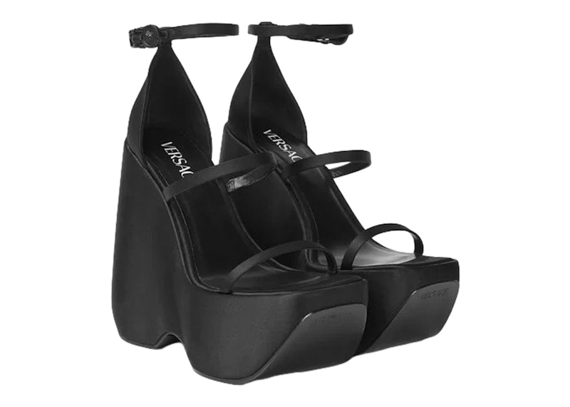 Versace 160mm Triplatform Sandals Black Satin - 1004483-1A00619_1B090 - US