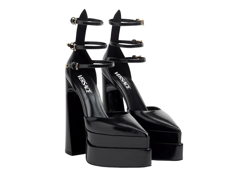 Versace Aevitas 160mm Pointy Platform Pumps Black Patent Leather ...