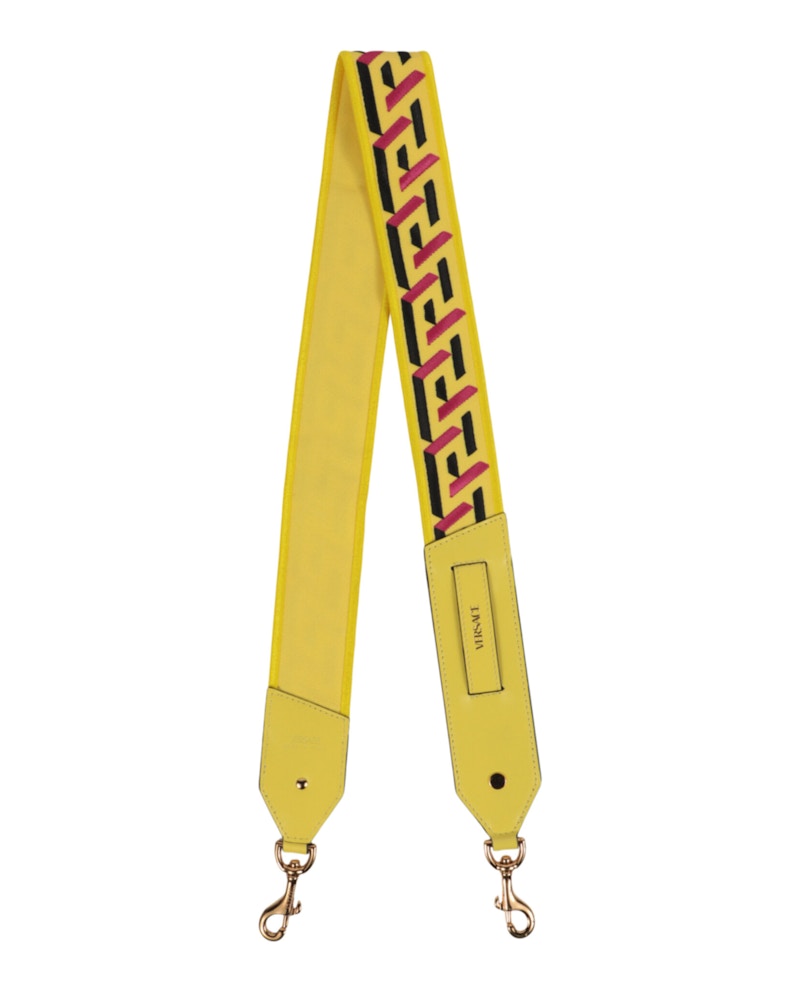 Versace Embroidered Greca Leather-Trim Shoulder Strap Multi in ...
