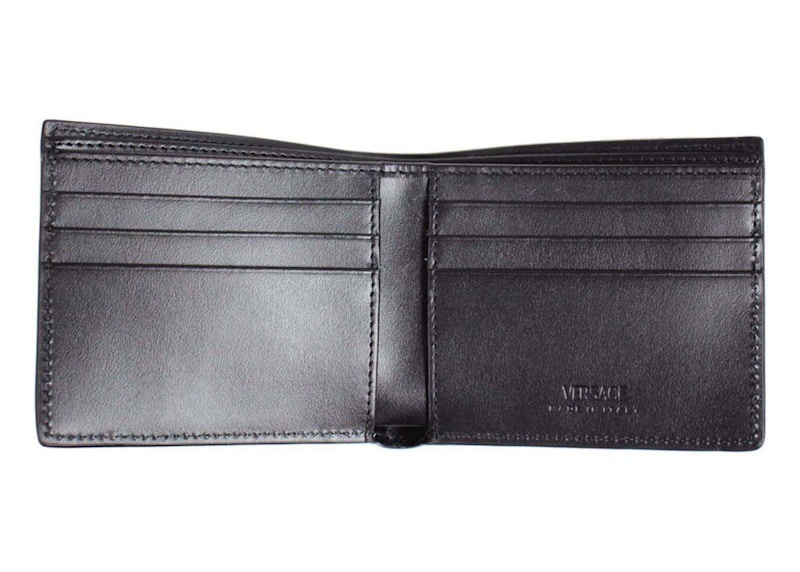 Versace Greca Bi-Fold Wallet Black/Blue in Leather - US