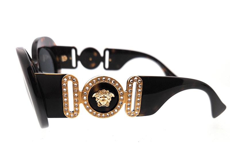 Versace Oval Sunglasses Dark Havana VES111803 in Acetate with Gold-tone ...
