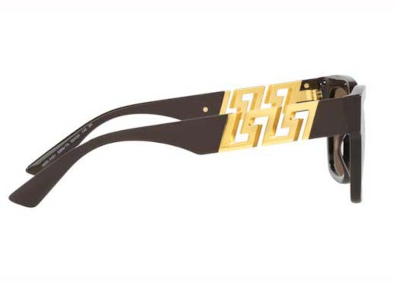 Versace Rectangular Sunglasses Brown in Acetate/Metal with Gold-tone - US
