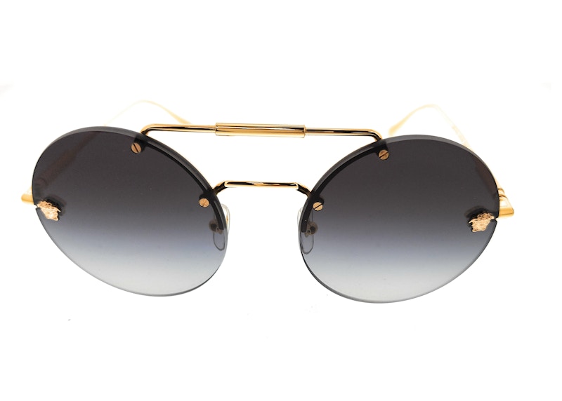 Versace Round Sunglasses Gold/Black VES111625 in Metal with Gold-tone - US
