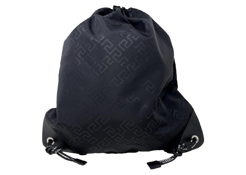 Versace Rucksack Drawstring Bag Black in Nylon - US