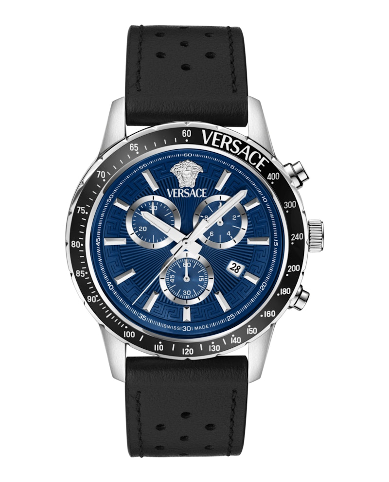 Versace Versace Sport Chrono Leather VEZCA0124 44mm in Stainless Steel - US