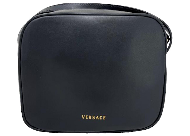 Versace Virtus Camera Crossbody Bag Black in Leather with Gold-tone - US