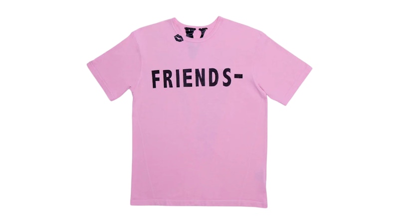 Vlone Black Lipstick Friends Embroidered T-shirt Pink Men's - SS25 - US