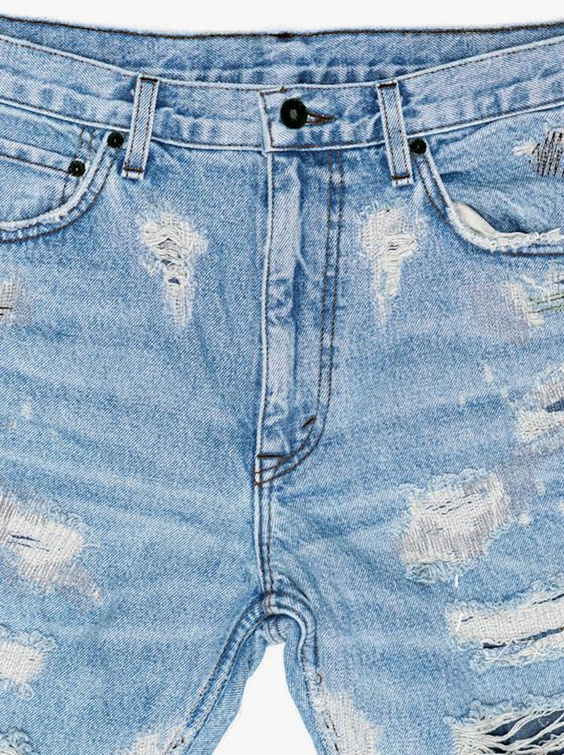 Vlone x Endless Embroidered and Distressed Denim Jeans Black Men's ...