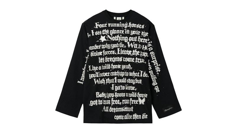 Yung Lean World Affairs Horses Lyric L/S T-shirt Black/White Men's ...