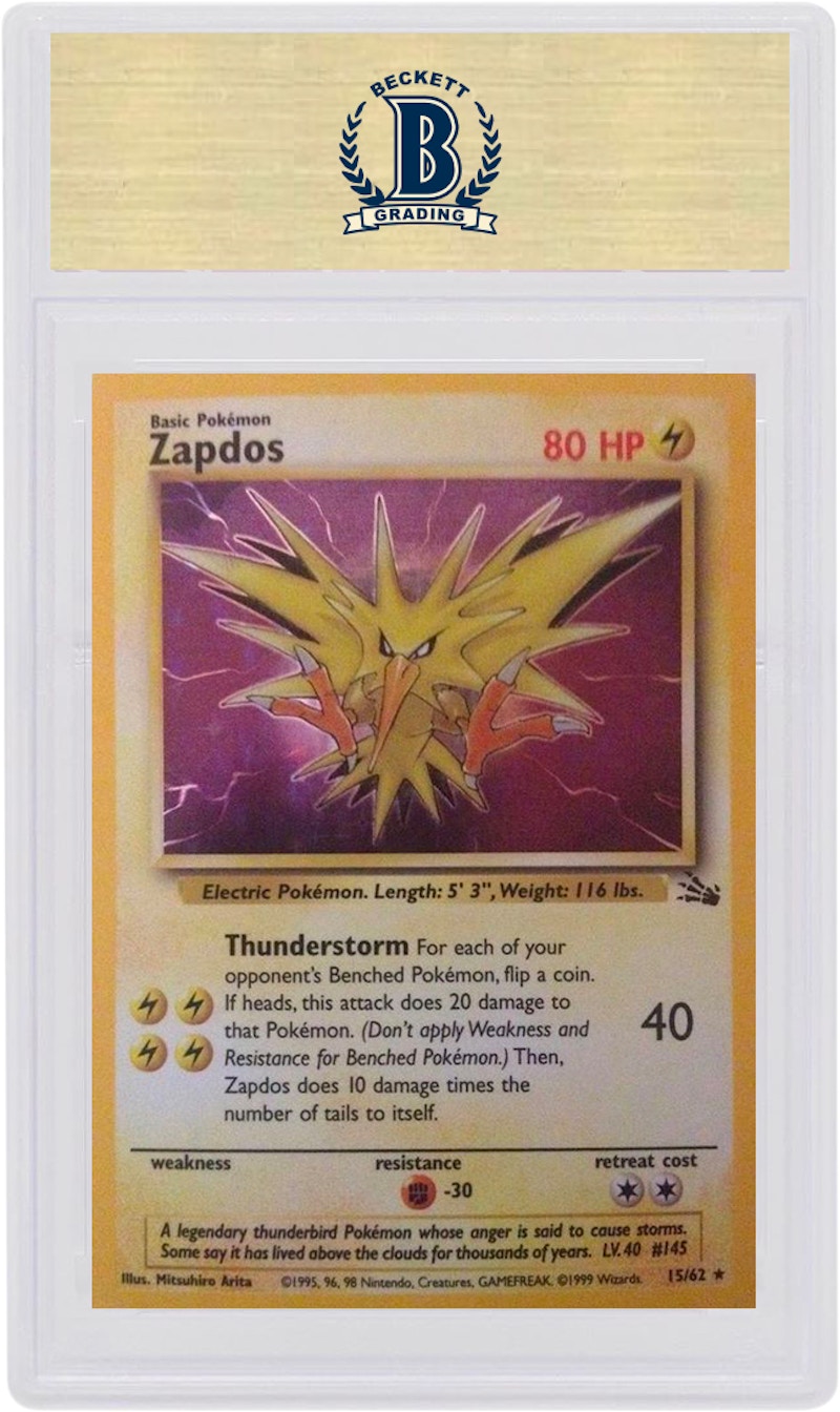 Zapdos-Holo 1999 Pokemon TCG Fossil #15/62 (PSA or BGS Graded) - 1999 - US