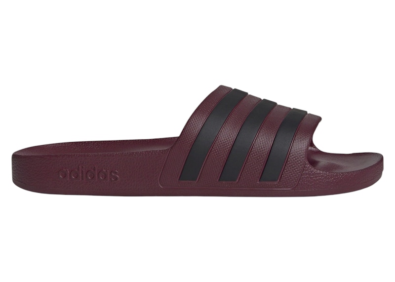 adidas Adilette Aqua Slides Maroon Core Black Men's - IE8916 - US