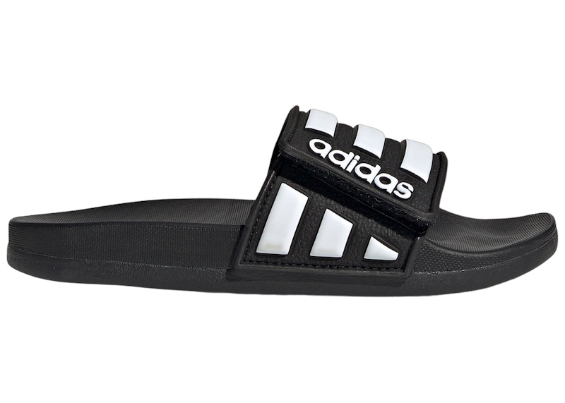 adidas Adilette Comfort Adjustable Slides Core Black Cloud White (GS ...
