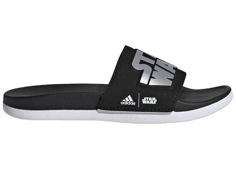 adidas Adilette Comfort Slides Star Wars Core Black Silver Metallic ...