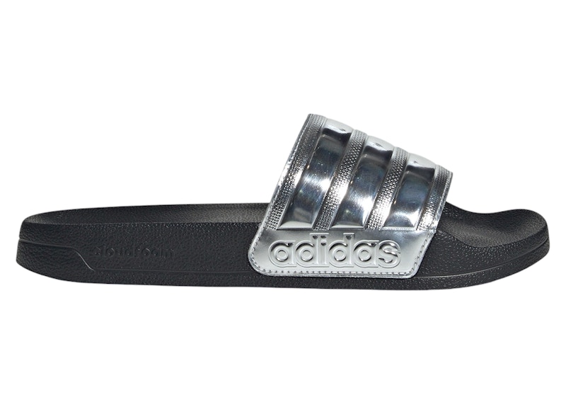 adidas Adilette Shower Slides Core Black Silver Metallic Men's - JQ9282 ...