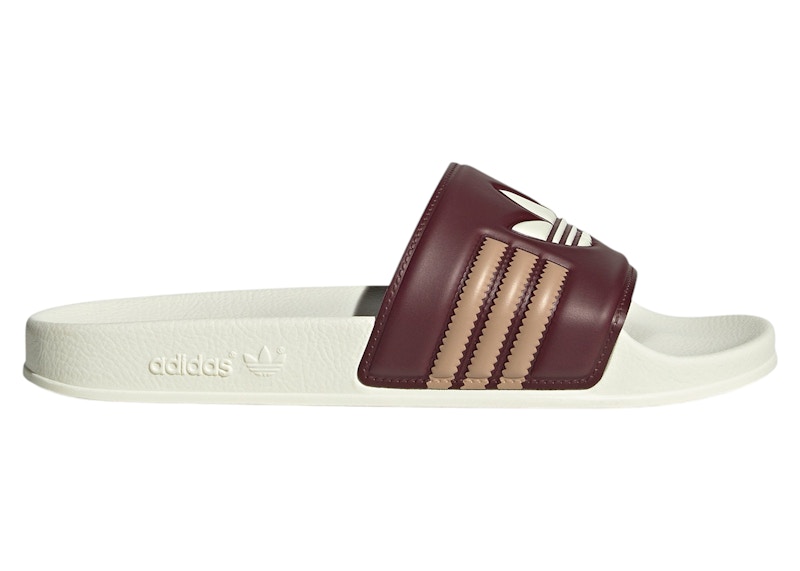 adidas Adilette Slides Shadow Red Cream White Warm Sandstone Men's ...