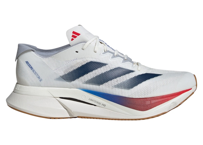 adidas Adizero Boston 12 Core White Dark Blue Pure Ruby Men's - JI4476 - US
