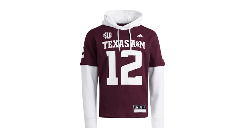 adidas Aggies Jersey Hoodie Texas A&M Team Maroon White Men's - FW25 - US