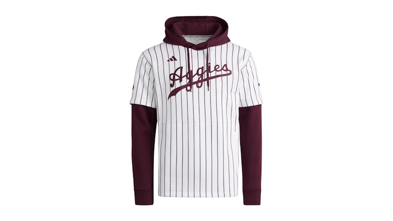adidas Aggies Jersey Hoodie Texas A&M White Team Maroon Men's - FW25 - US