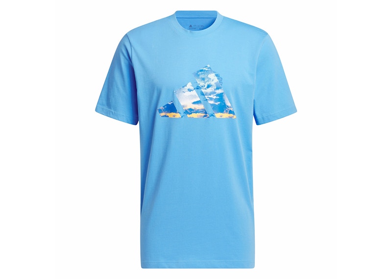 adidas Blue Summer Logo Graphic Tee Blue Burst Men's - SS24 - US