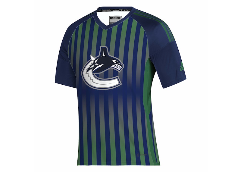 adidas Canucks Soccer Tee Blue/Team Green Men's - SS24 - US