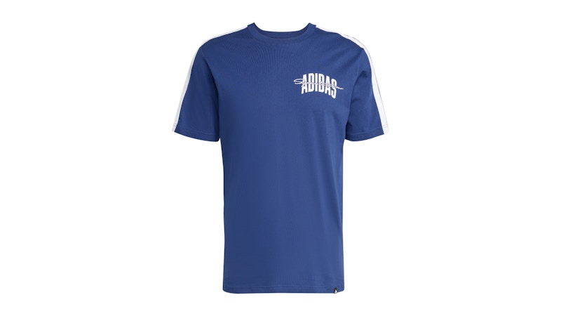 adidas Collegiate Script Graphic Tee Dark Blue Men's - SS25 - US
