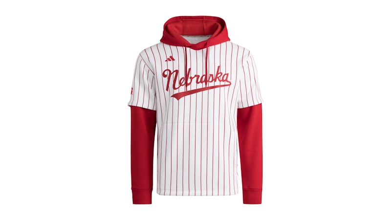 adidas Cornhuskers Hooded Jersey Nebraska White Team Power Red Men's ...