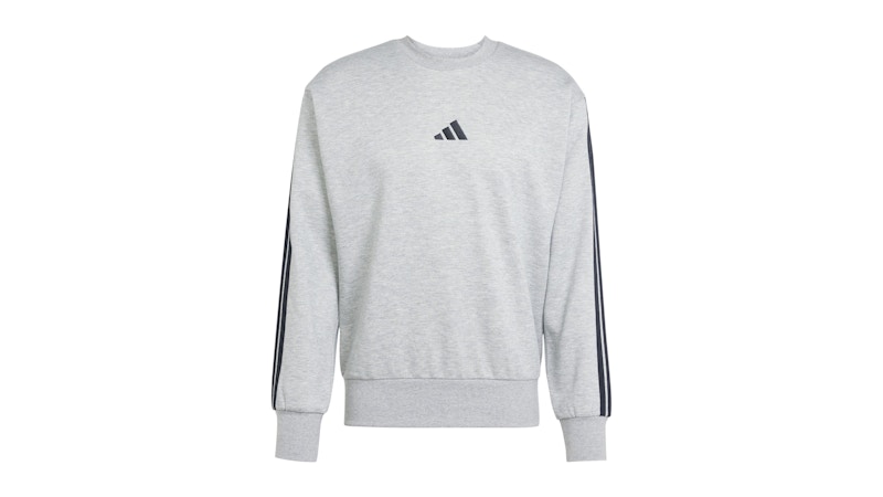 adidas Essentials 3-Stripes Fleece Sweatshirt Medium Grey Heather Men's ...