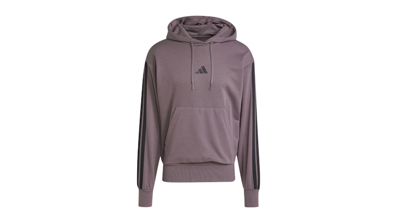 adidas Essentials 3-Stripes French Terry Hoodie Grey Strata Black Men's ...