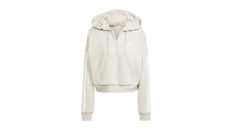 adidas Essentials 3-Stripes French Terry Quarter-Zip Hoodie Wonder ...