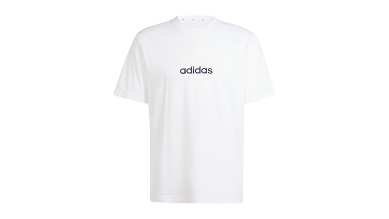 adidas Essentials Linear Single Jersey Tee White/Black Men's - SS25 - GB