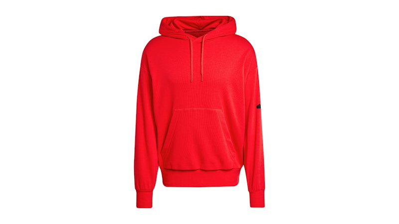 adidas Essentials Loose-Fit 3 Bar Logo French Terry Hoodie Pure Ruby ...