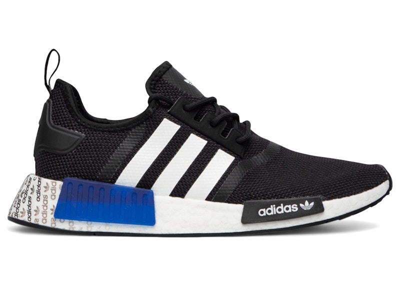 adidas NMD R1 Logo Print Black Royal Blue Men's - HP8977 - US