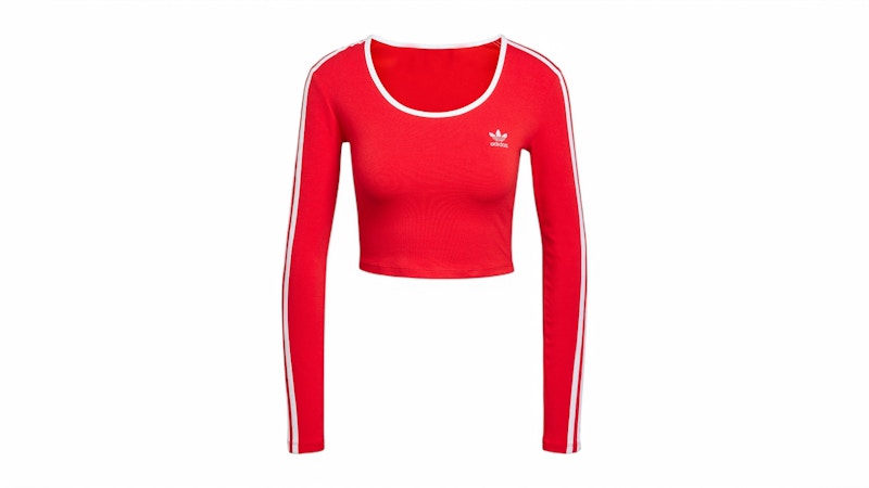 adidas Women's Adicolor 3-Stripes Long Sleeve Crop Long-Sleeve Top ...