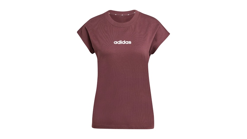 adidas Women's Essentials Linear Cotton T-Shirt Aurora Ruby/Brown ...