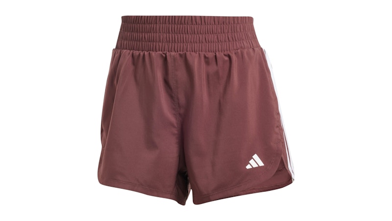 adidas Women's Pacer 3-Stripes Woven High-Rise Shorts Aurora Ruby/White ...